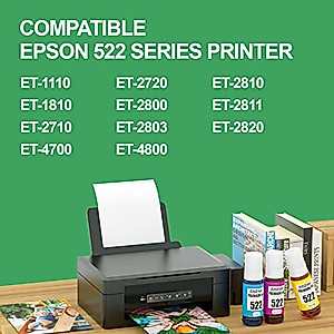 FASTINK Compatible Epson T522 522 Refill Ink Bottle Work with EcoTank ET-2720, ET-2800,ET-2803,ET-4800,ET-4700 Printer for Epson 522 Ink Bottle Refill Combo, 4 Pack