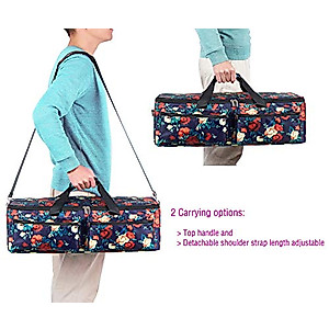 CACTIYE Upgrade carrying bag with thick-padded lining Carrying Bag Compatible with Cricut Explore Air and Maker, Waterproof Tote Bag Compatible with Cricut Explore Air and Supplies (floral, 1+1)