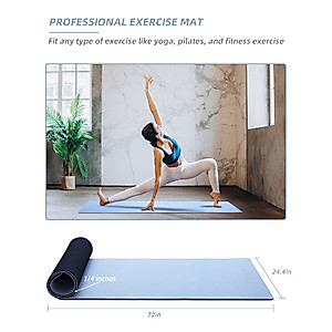 COOLMOON Yoga Mat Non Slip, Anti-Tear 1/4 Thick TPE Yoga Mats for Women and Men, 72"x24" Exercise & Fitness Mat with Carrying Strap, Workout Mats for Yoga, Pilates and Floor Exercise