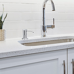 Tiilan Built-in Soap Dispenser Pump for Kitchen Sink Set, Detergent Dispenser 17oz Bottle and 47.2-inch Extension Tube, Stainless Steel Pump, Brushed Nickel