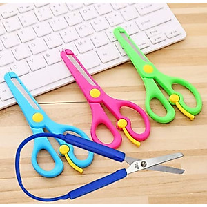 QIANG Loop Scissors for Children and Teens, Right and Lefty Support, Easy-Open Squeeze Handles Safety Scissors Toddler Safety Craft Scissors Student & Children's Handmade Scissors(6-Pack)