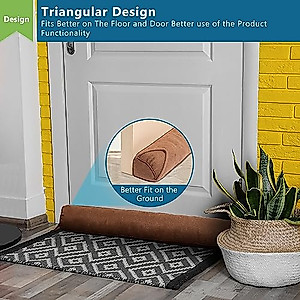 Anze Door Draft Stopper for Bottom of Door 36 inch Weighted Triangle Under Door Cold Air Stoppers Weather Stripping Wind Noise Blocker Door Sweeps, Brown