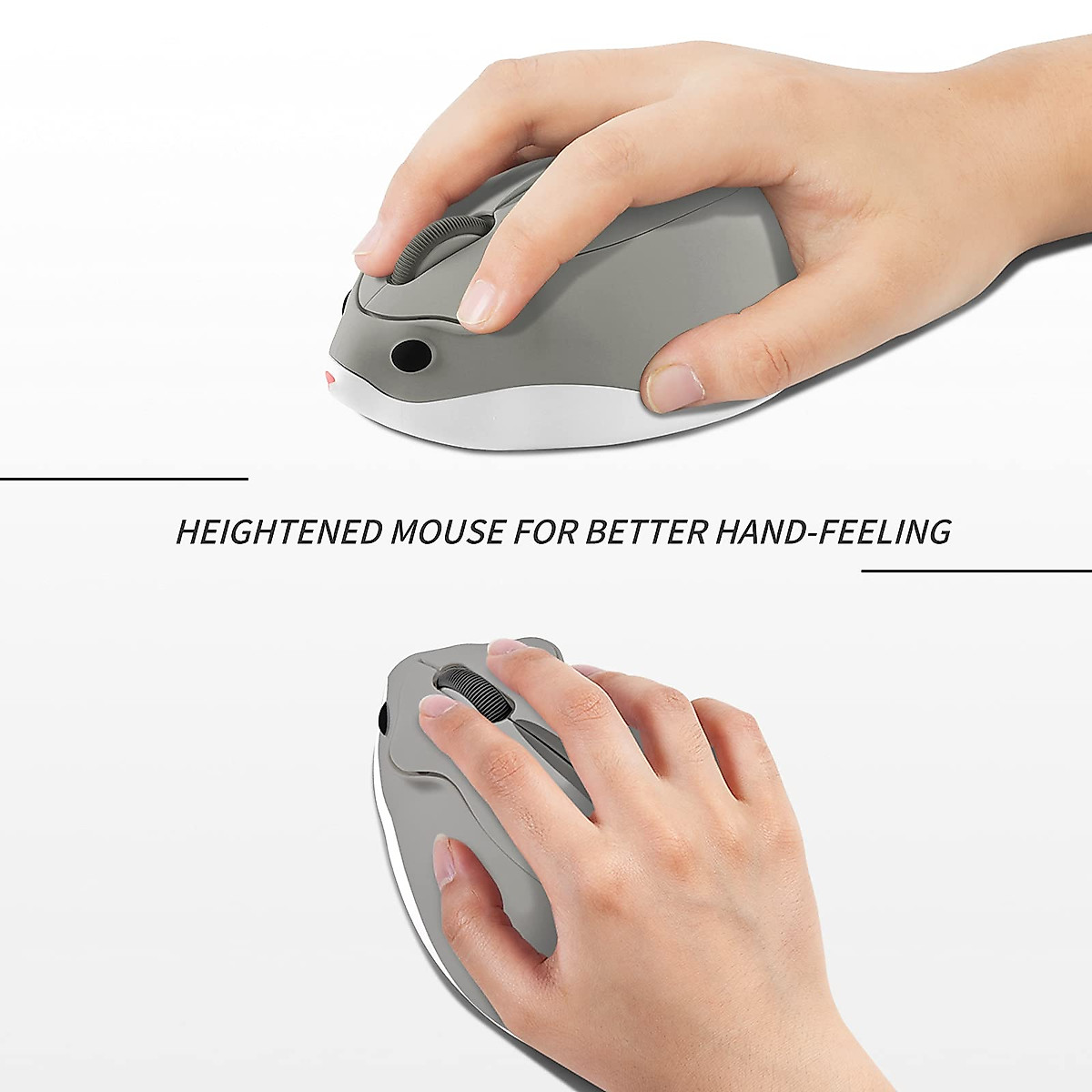 Wireless Mouse Cute Cartoon Animal Hamster Shape Silent Mouse Portable 1200DPI USB Cordless Mice for PC Mac Laptop Computer Gift for Kids Woman Adults