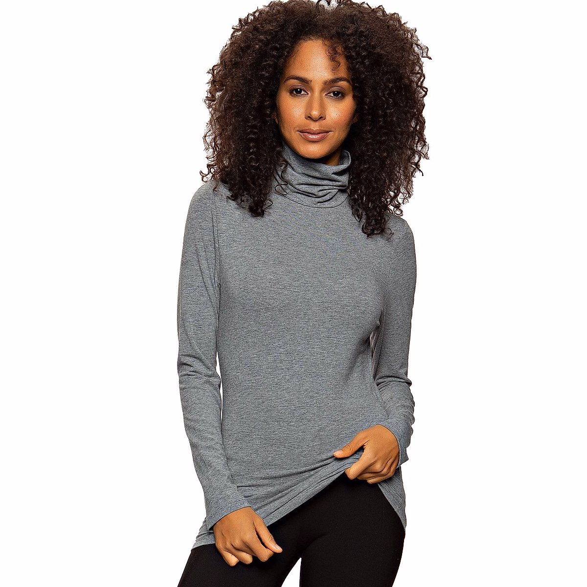 Felina Long Sleeve Cotton Modal Ladies Turtleneck (Medium Heather Gray, X-Large) - Base Layer Women Cold Weather Turtleneck - Soft Womens Turtleneck - Layering Cotton Turtleneck for Women