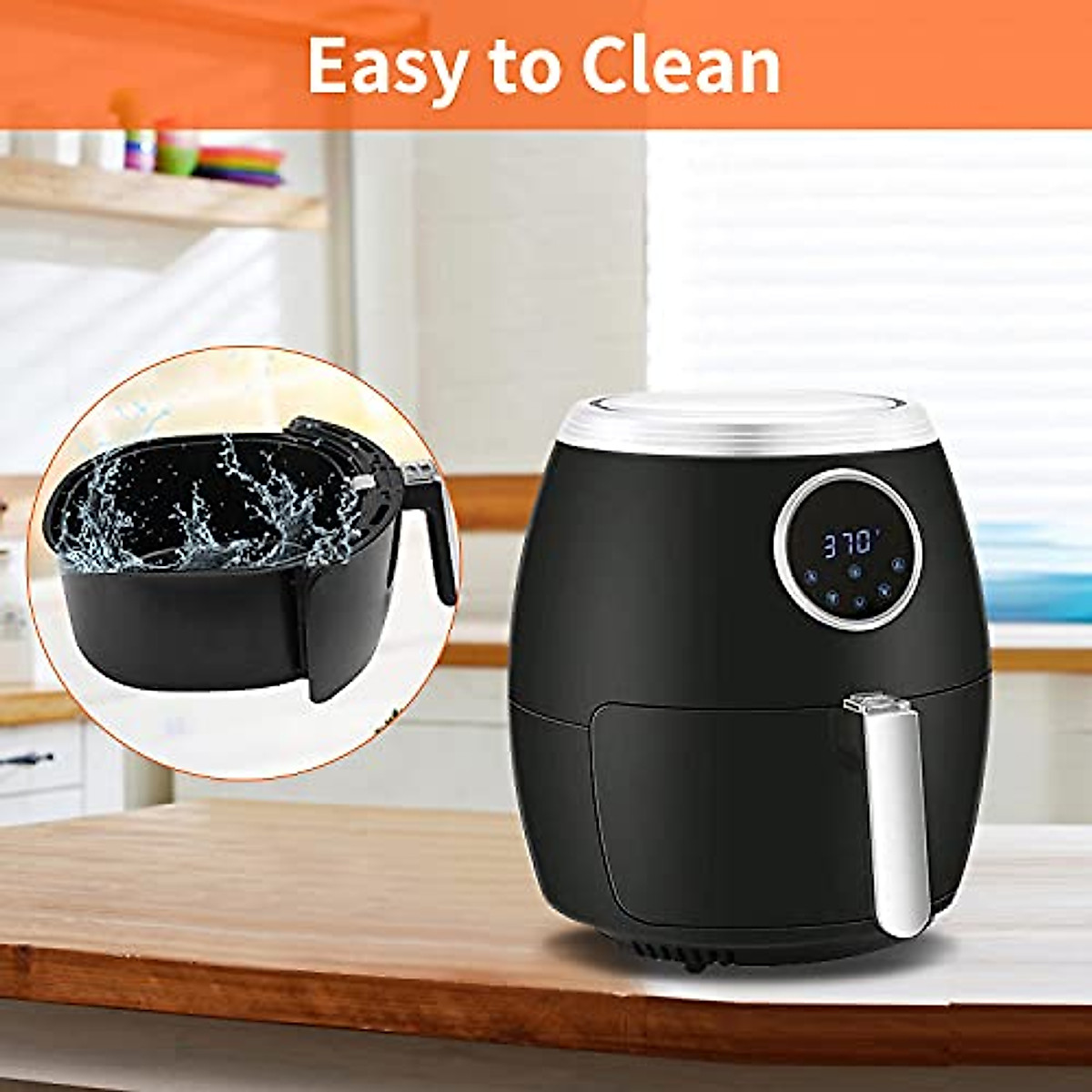 ZAFRO Electric Hot Air Fryer 6-Quart 1500 Watts, Oven Cooking with Temperature Control, Extra Hot Air Fry, Cook, Crisp, Broil, Roast, Bake, 7 Presets with Recipe Book, LED Dispiay, Black