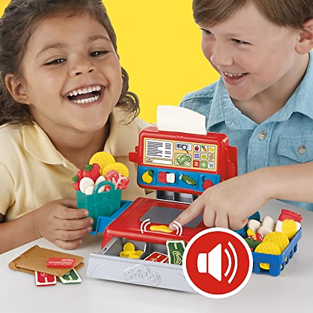 Play-Doh Cash Register Toy for Kids 3 Years and Up with Fun Sounds, Play Food Accessories, and 4 Non-Toxic Colors