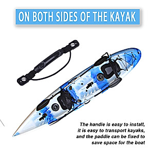 4Pcs Kayaks Canoe Side Mount Handles Replacement Kit with Bungee Cord Paddle Holder Accessories + 4 Pcs J Hook with Hardware Kit for Luggage Handle, Cooler Handle