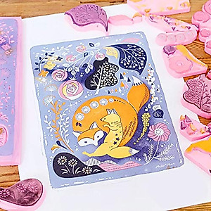 SGHUO 8 Pcs 4"x6" Pink Rubber Carving Blocks Linoleum Block Stamp Making Kit