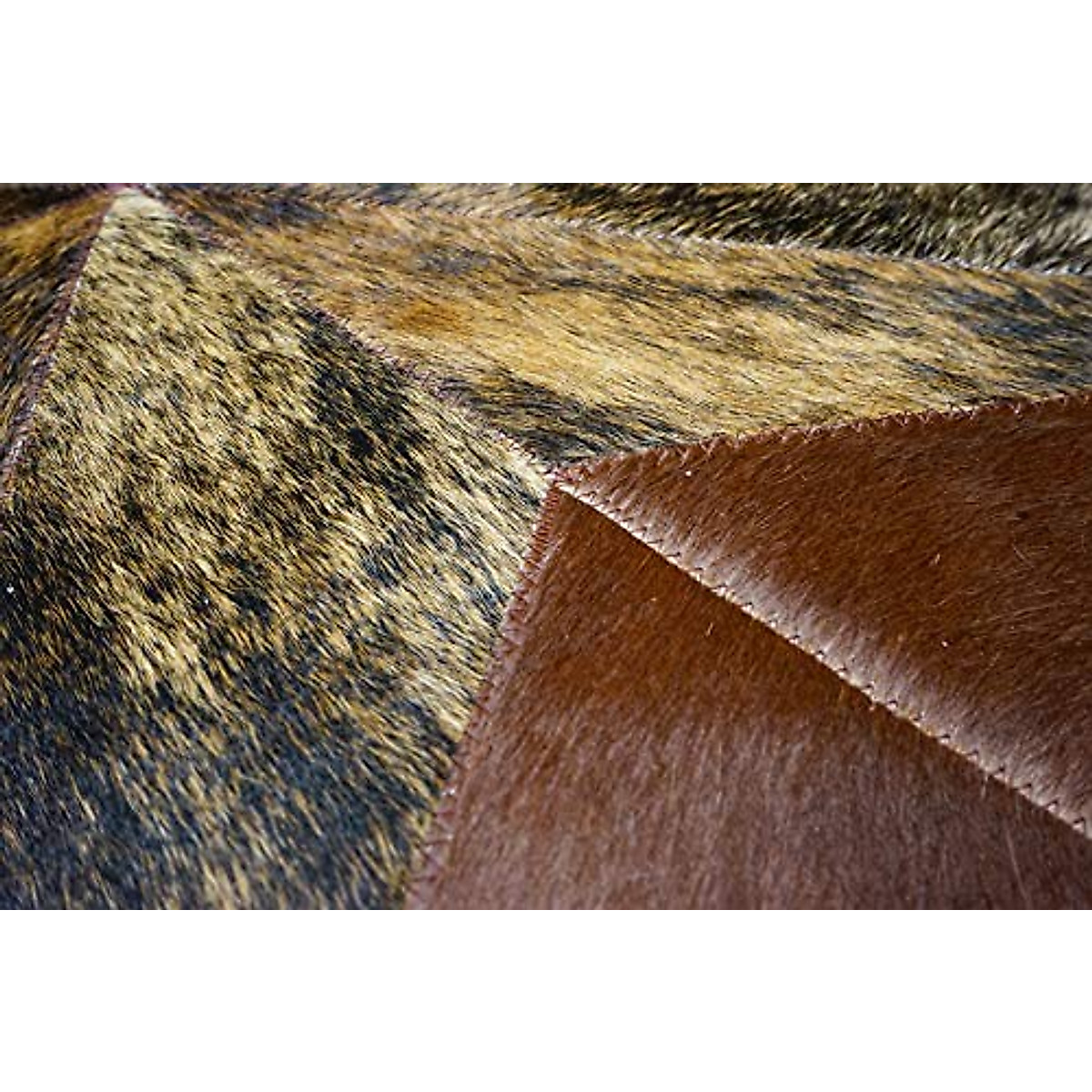 rodeo Texas Star Patch Work Cowhide Rug with linging Diameter 40 in (Burbon)