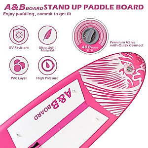 A&BBOARD Pink Stand Up Paddleboard, 10ft/11ft Pink Paddle Boards for Adults with Premium SUP Accessories & Backpack, Dual Action Pump, Wide Stance, Non-Slip Deck for Beginners & Experts