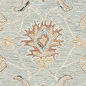 SAFAVIEH Blossom Collection 4' x 6' Aqua / Ivory BLM702M Handmade Premium Wool Area Rug