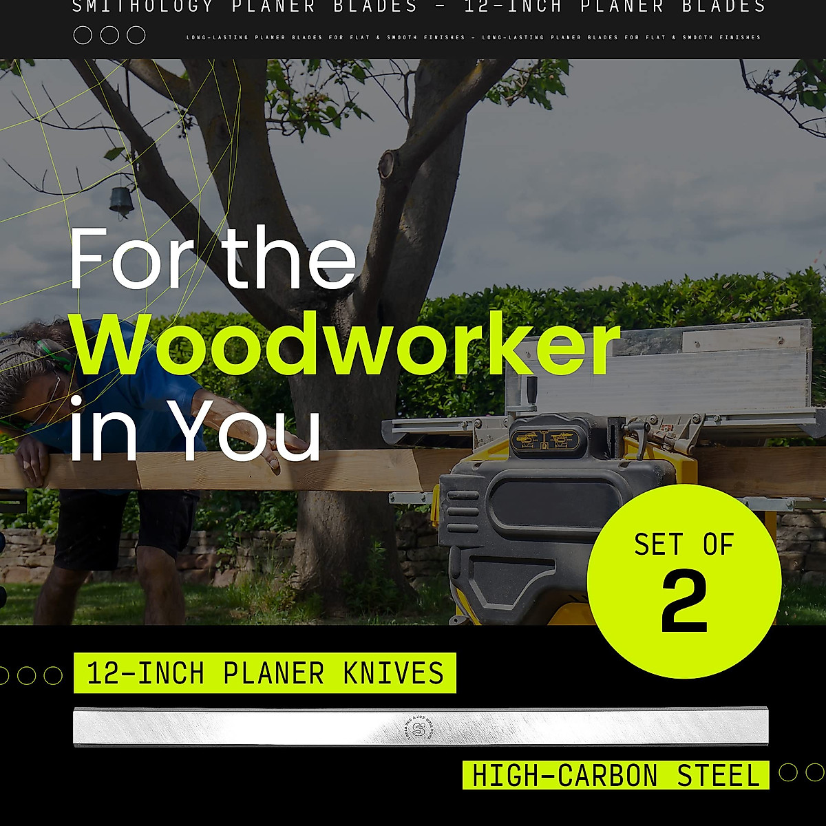 Smithology 12-Inch Planer Blades - Replacement Knives for Delta Planer 22-540, TP300, Replaces 22-547 - Set of 2 (SMTPBS01-2) for Smooth Wood Surface