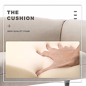 ZSEDP 2 Seat Sofa, Couch Lounge Bed with Wooden Legs, Upholstered Linen Fabric Loveseat Sofa & Armrest Chair for Bedroom