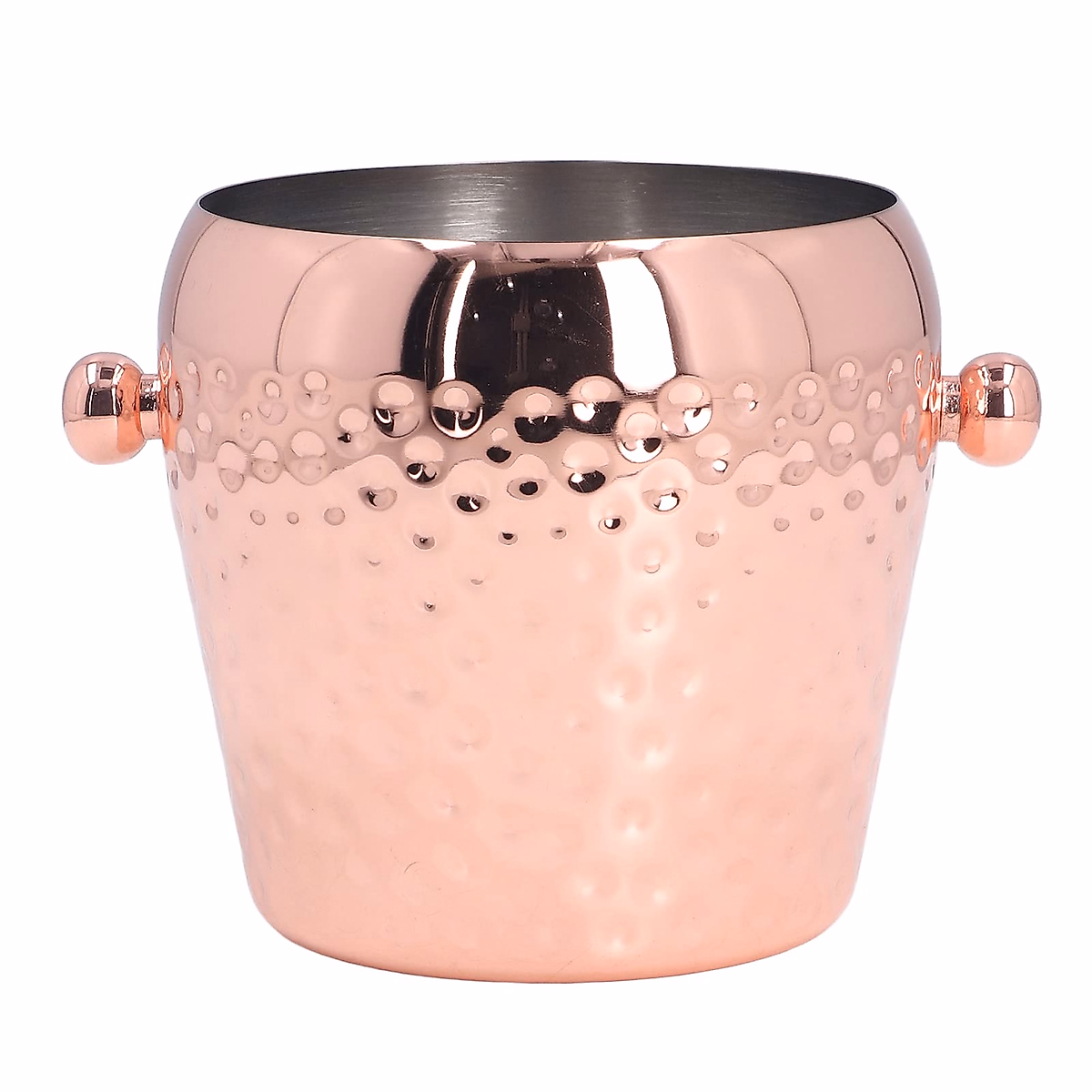 BuyWeek Ice Bucket, 1000ml Champagne Bucket 10.9 x 8.8 x 11.5cm Stainless Steel Wine Bucket Portable Beer Chiller Bucket for Bar Party Club(Rose Gold)