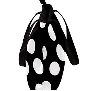 miningcase Tote Bag Shoulder Bags White Black Polka Dot Handbags for Women with Inner Pouch