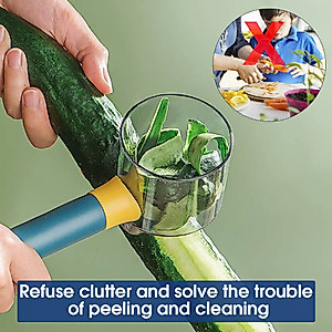 SKRYUIE Veggie Storage Peeler With Container, Stainless Steel Multifunctional Peeler, Peelers for Kitchen, Perfect Home Peeler for Veggie, Fruit, Potato, Carrot, Apple