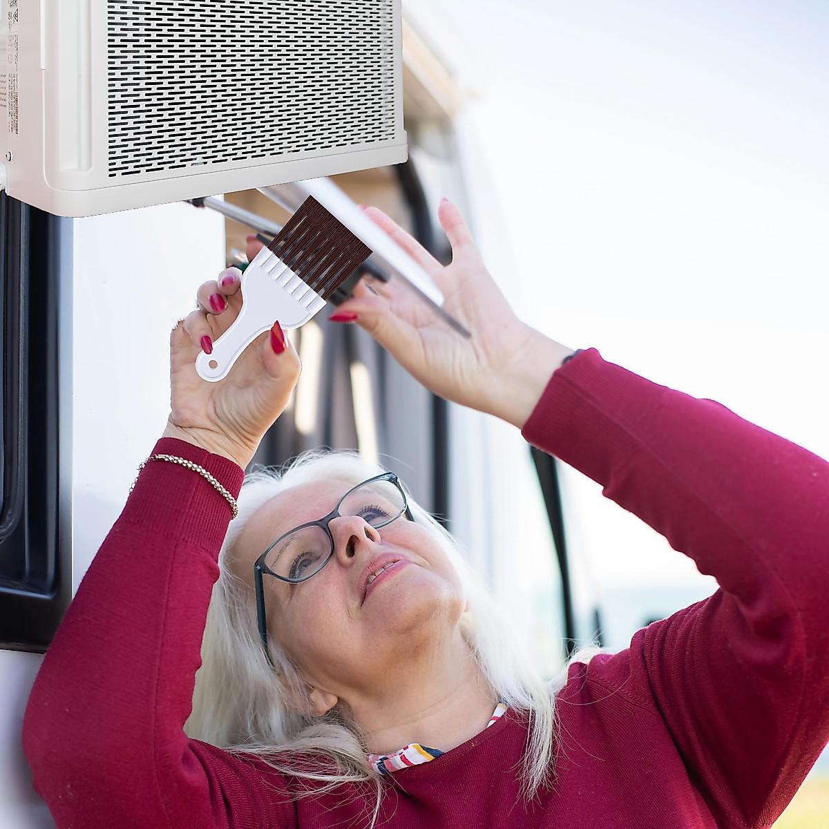 LONCHDAN 2Pcs Air Conditioner Fin Comb Cleaner kit AC Coil Cleaning Brush Condenser Fin Straightener AC Evaporator Comb Radiator Repair Clean Tool