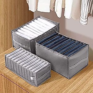 Wardrobe Clothes Organizer, Clothes Organizer for Clothing 3 PCS Drawer Clothes Organizer Handle Foldable Clothes Organizer for Thin Jeans, T-shirts, Skirts