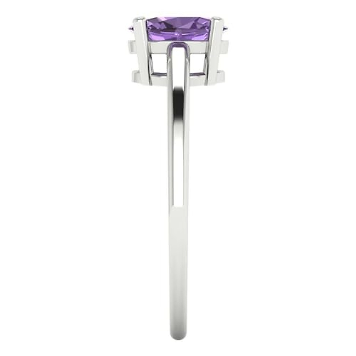 Clara Pucci 1.0 ct Oval Cut Solitaire Simulated Alexandrite Engagement Wedding Bridal Promise Anniversary Ring 18K White Gold Size 5.25