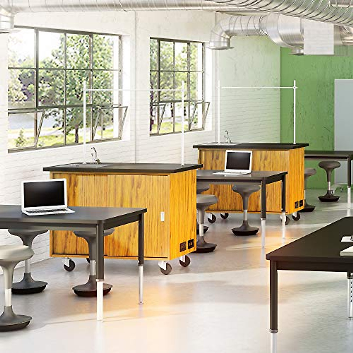 Adjustable Height Active Learning Stool - Padded Office Desk Chair with Rocking, Wobble, Tilting Motion - Black