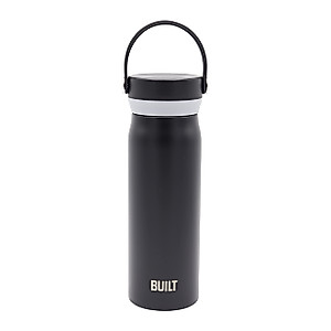 BUILT Cascade Double Wall Vacuum Insulated Stainless Steel Wide Mouth Water Bottle with Comfort Grip and Carry Handle Lid, 20 ounces