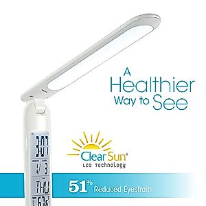 OttLite Travel LED Task Lamp with ClearSun LED Technology - Cordless, Digital Display & Touch Activated Controls - Portable Desk Lamp with Rechargeable Battery - for Home Reading, Office