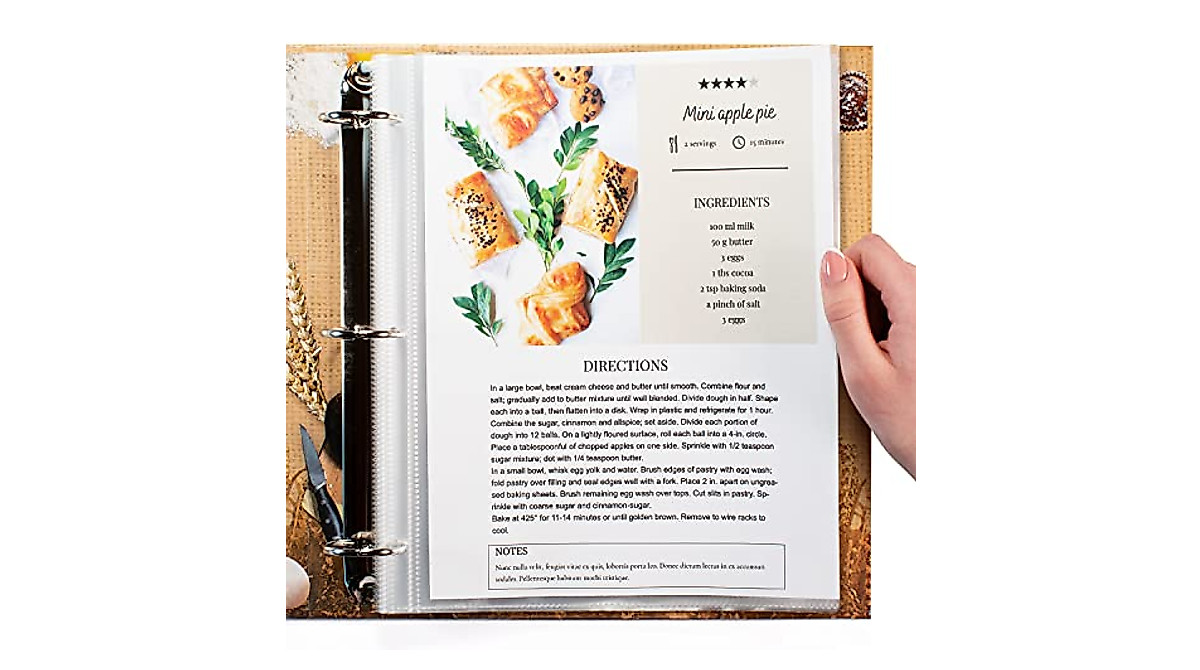 Recipe Sheet Protectors - 25 Clear Plastic Sleeves