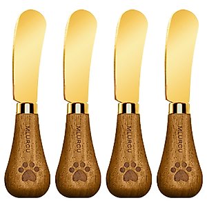 Standing Butter Spreader Knife Gold Butter Knives Set of 4 Cheese Spreader Knives Stainless Steel Charcuterie Knives Butter Cutter Vertical Butter Knife Spreader for Cold Butter Cheese Jam Spreading