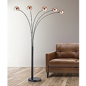 HOMEGLAM Orbs 5 Lights Arc Floor Lamp, Dimmer Switch, Bulbs Included (Bronze/Copper)