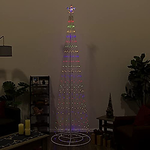 Alpine Corporation Large Tower Christmas Tree with Multi-Functional LED Lights