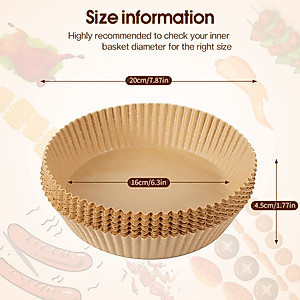 ZUGM Air Fryer Disposable Paper Liner,100PCS, Water-proof, Food Grade Parchment for Baking Roasting Microwave | Natural, 100Pcs -6.3inch (A-01)
