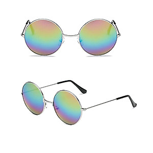 PENTA ANGEL 2Pcs Colored Round Retro Sunglasses