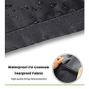 Round Outdoor Table Cover, 600D Heavy Duty Patio Furniture Covers, All Weather Resistant Patio Table & Chair Set Cover, Waterproof Patio Cover for Outdoor Furniture, 110" Dia x 28" H, Black