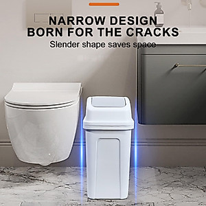 Aufmer Trash Can, 7l Pink Trash Can, Bathroom Trash Can, Plastic Kitchen Small Trash Bin, Swing Top Trash Can, Waste Basket for Home, Office, Garage, Patio, Restaurant Pink, Black,Green, Gray (Black)