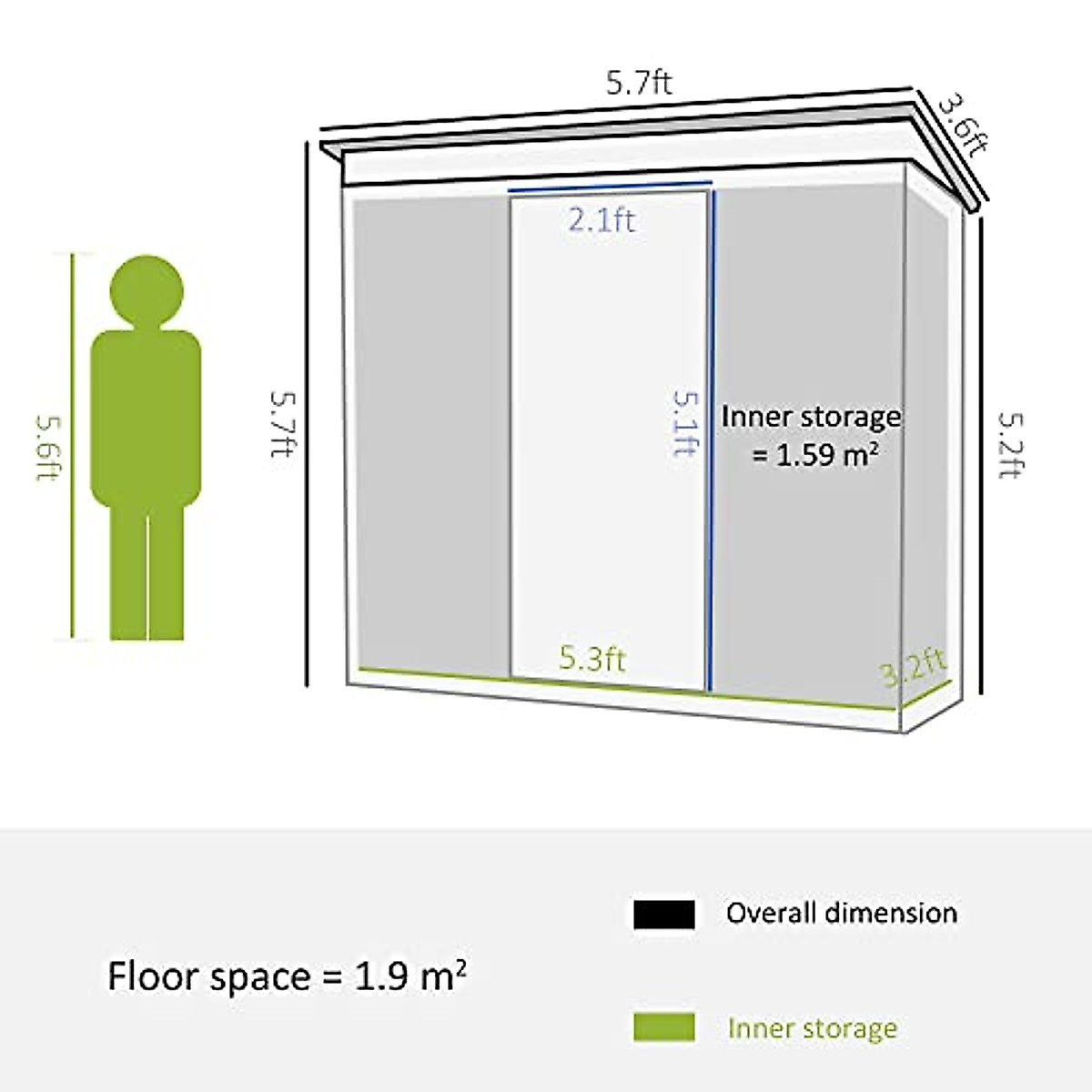 Outsunny 6' x 4' Steel Frame Backyard Garden Tool Storage Shed with 2 Air Vents and Dual Locking Doors, Black