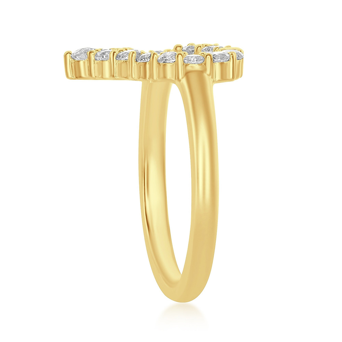 Open Heart Simulated Diamond CZ Ring Silver/14k Gold Plated/14k Rose Gold Plated Sterling Silver Valentines Jewelry for Women or Teens-gold-6