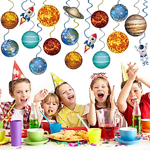 40 Pieces Solar System Hanging Swirl Decorations, Outer Space Party Ceiling Hanging Swirls Space Themed Party Swirls Streamers for Space Themed Birthday Baby Shower Party Decor Supplies