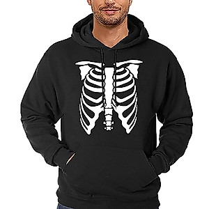 AOBUTE Adult Lightweight Skeleton Hoodie Drawstring Halloween Pocket Hooded Pullover XL