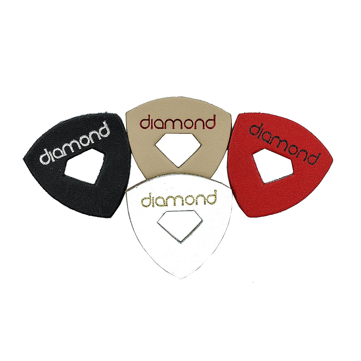 Leather Ukulele Picks with Diamond-Shaped Cutout Hole for Enhanced Grip Never Drop your Pick while Playing also works as a Guitar Pick or Bass Pick 100% Genuine Leather 4-Pack