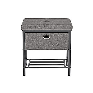 neatfreak Storage Bench Seat with Drawer - Single Seat Entryway Bench with Shoe Storage Rack - Home Decor Storage Stool Perfect for Mudroom, Foyer or Foot Rest - 13 x 18 x 19 inch
