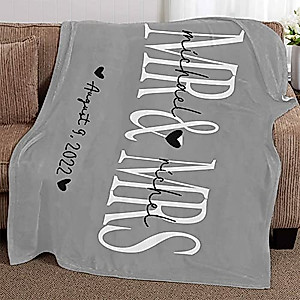 FunStudio Custom Blanket for Couple Men Women Customized Adults Throw Blankets with Name Text Date Personalized Birthdady Wedding