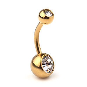 Ruifan 4PCS 14G Clear Birthstone Crystal Ball Belly Button Rings Navel Barbell Body Jewelry Piercing