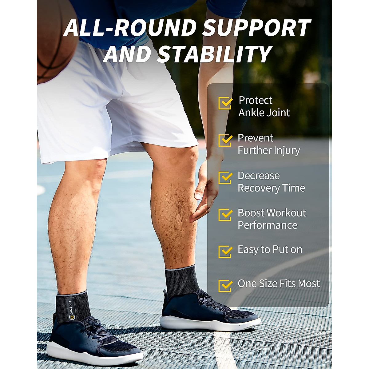 CAMBIVO Ankle Brace for Men and Women, 2 Pack Ankle Support for Plantar Fasciitis Relief, Ankle Wrap with Adjustable Straps for Sprained Ankle, Foot Heel Pain, Achilles Tendon, Swelling, Gray