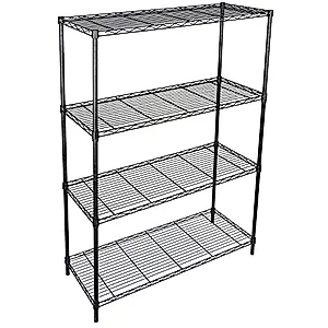 HKYH 4 Shelf Adjustable Storage Shelving Steel Organizer Wire Rack Black Heavy Duty Generic Storagerack Closet organizers and storage Organization and storage Storage shelves Closet storage Book