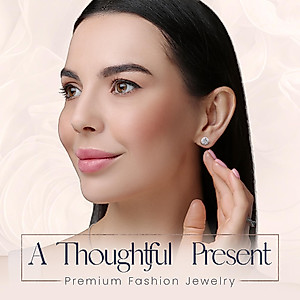 Crystal Line Azuria 925 Sterling Silver Earrings White Crystals Round Disco Ball Stud Earrings 8 mm for Women