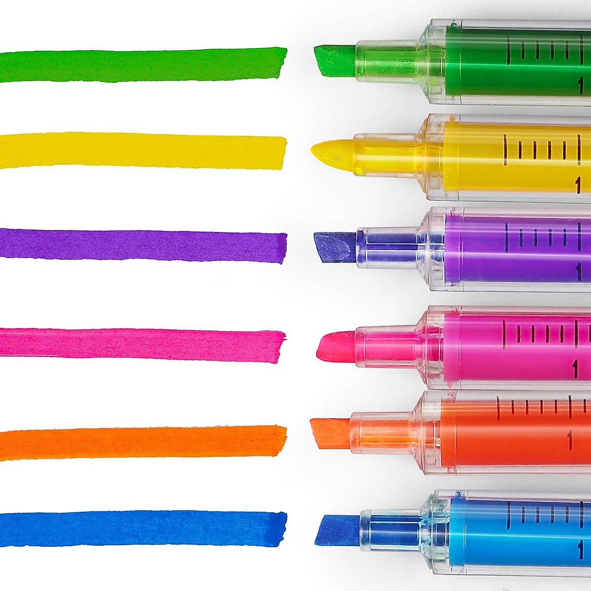 Hutou 6 Syringe Ballpoint Pens + 6 Syringe Highlighters, Syringe Pen Multi Color Novelty Pen for Student School Supplies(12 Pack)