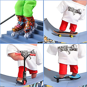 Aestheticism Half-Pipe Ramp Skate Park Kit, Bigger Fingerboard Ramps Set with 11 pcs Finger Toys Set Including Fingerboard, Bike, Scooters, Clothing & Big Non-Slip Mat