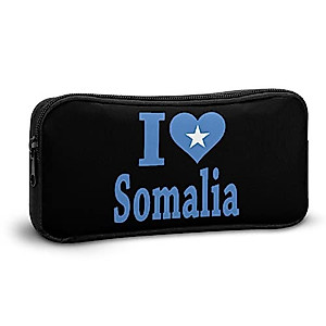 I Love Somalia Flag Teen Adult Pencil Case Large Capacity Pen Pencil Bag Durable Storage Pouch