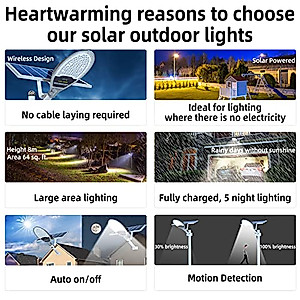 YiLaie Solar Street Light, Large Area Super Bright Long Time Outdoor Lighting Waterproof Solar Powered Street Light, Lighting for Driveway Barn Yard and Places Without Power, No Cable Laying Required