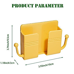 GrliTra 4Pcs Wall Mount Phone Holder Adhesive Wall Phone Mount Charging Stand and Remote Control Stand Multipurpose Socket Pocket Universal Deck Storage Box for Bedroom, Kitchen, Bathroom, Office